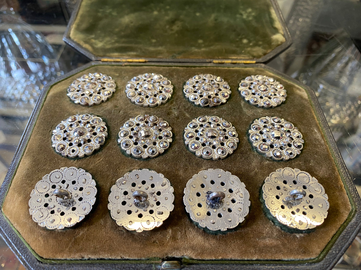 Rare Set Georgian Cut Steel Buttons Boxed – Red House Antique Centre