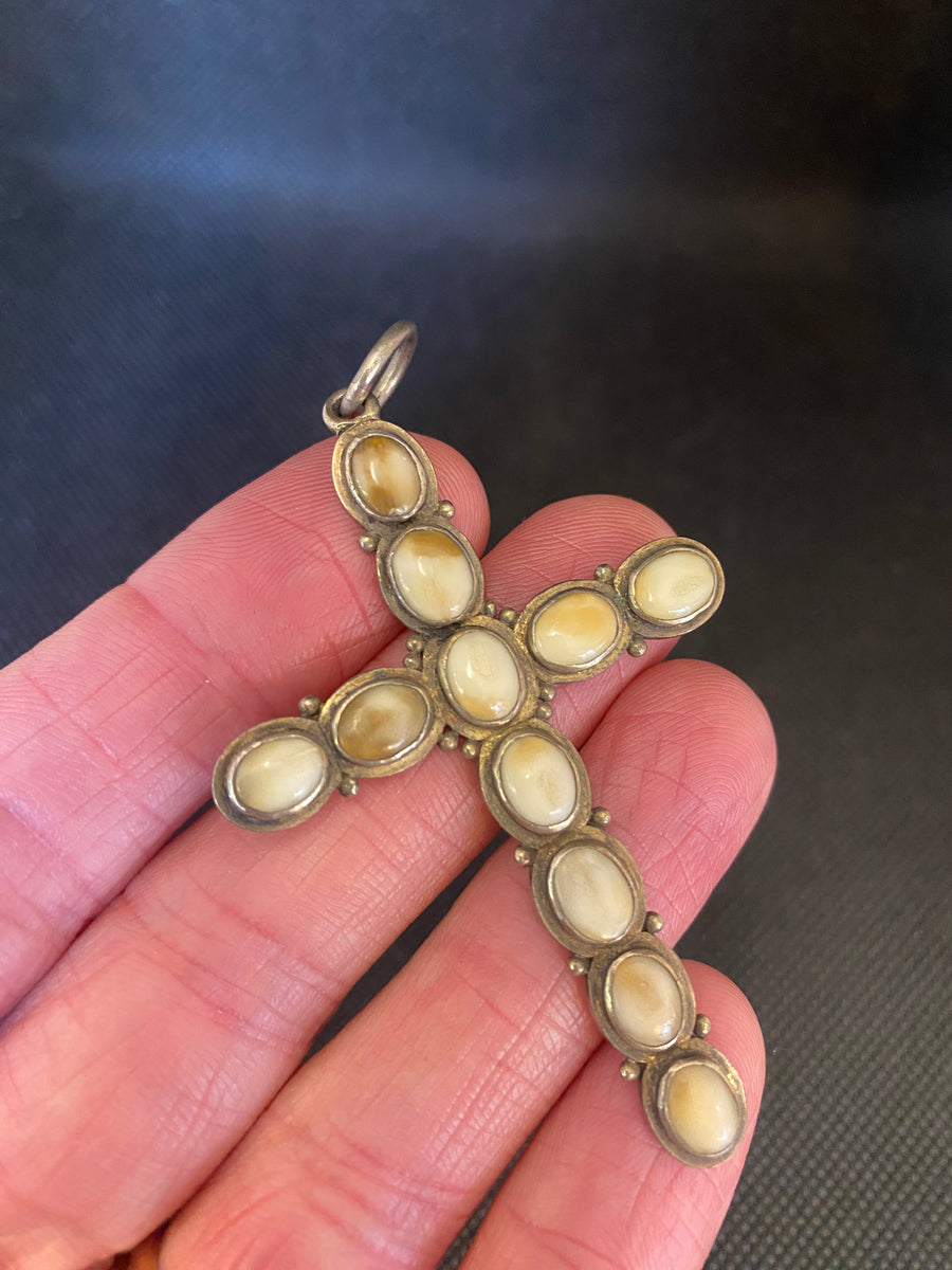 Very Rare Silver Stag Tooth 19th Century Cross – Red House Antique Centre